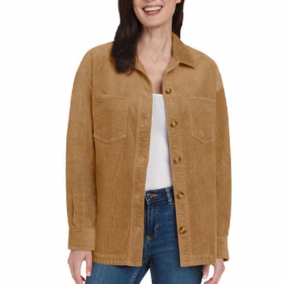 Matty M | Jackets & Coats | Matty M Ladies Camel Brown Corduroy Shirt ...